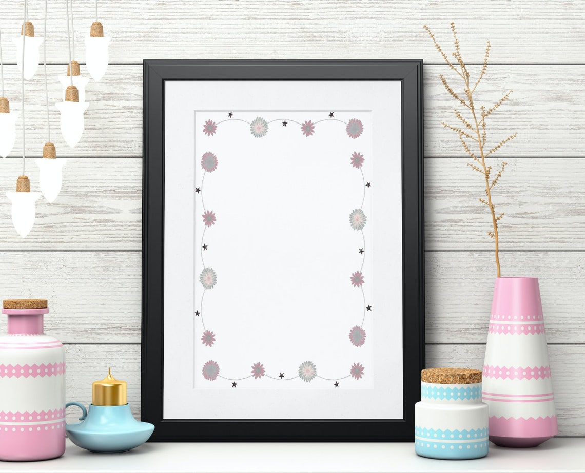 Pom Pom Border Printable PNG | Pdf Instant Download, Minimal Flower ...