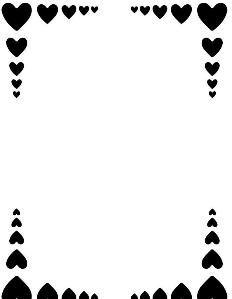 Black and White Heart Border Printable Pdf | PNG Instant Download 5 ...