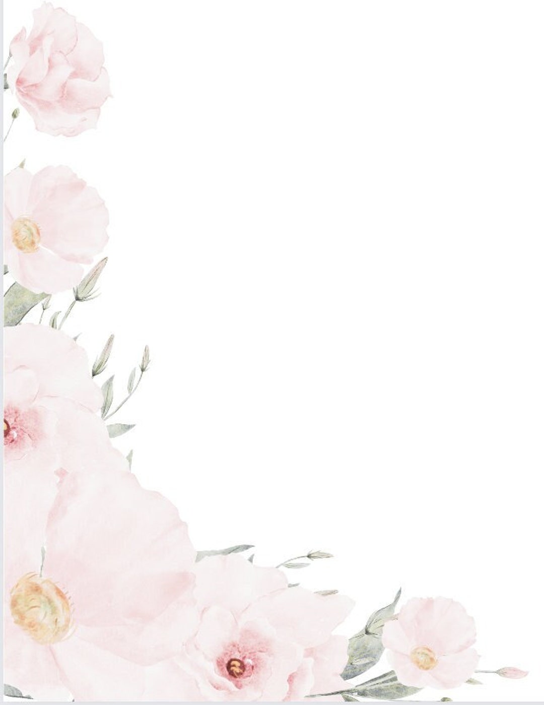 Floral Border Png, Pdf, US Letter and A4 Printable, Instant Download ...