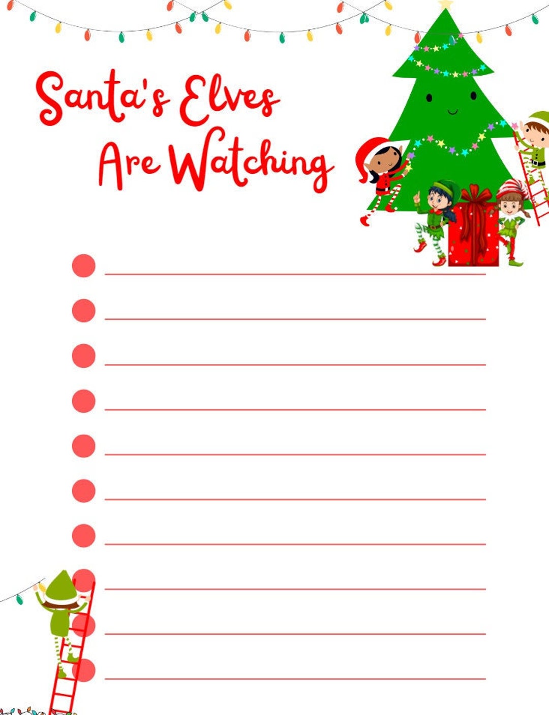 Santa's Note Blank Printable Checklist Christmas Template for Planner ...