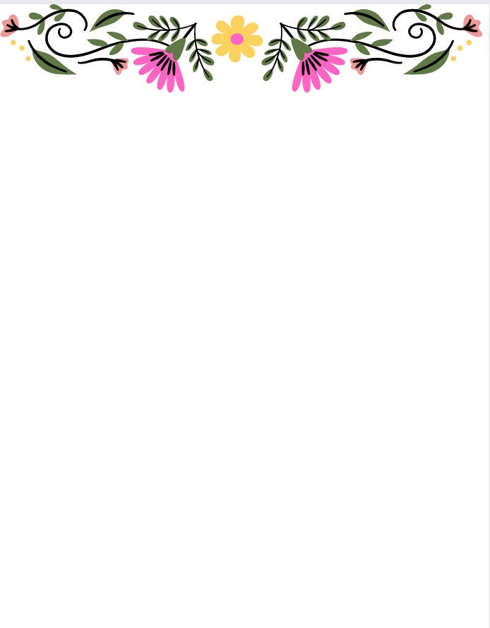 Wedding Border Printable Template, 4 Page Design, Bright Flower Prints ...