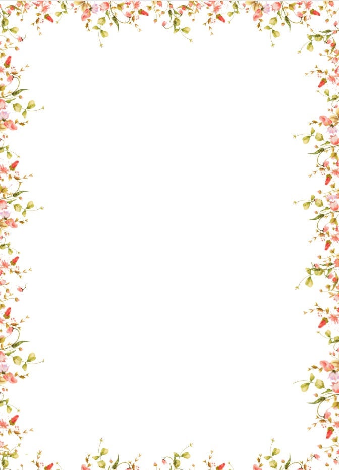 Coral Pink Flower Border Printable, US Letter and A4, PNG and Pdf ...