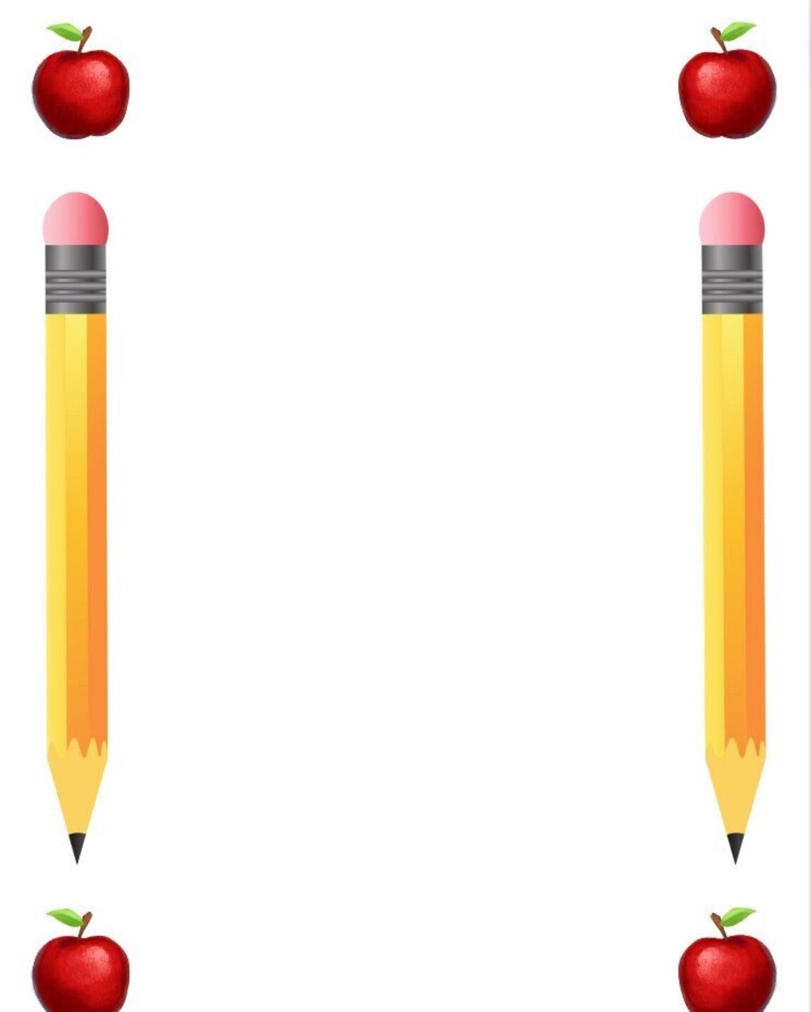 Back to School Apple & Pencil Border: Printable Frame (PNG, PDF) - Etsy