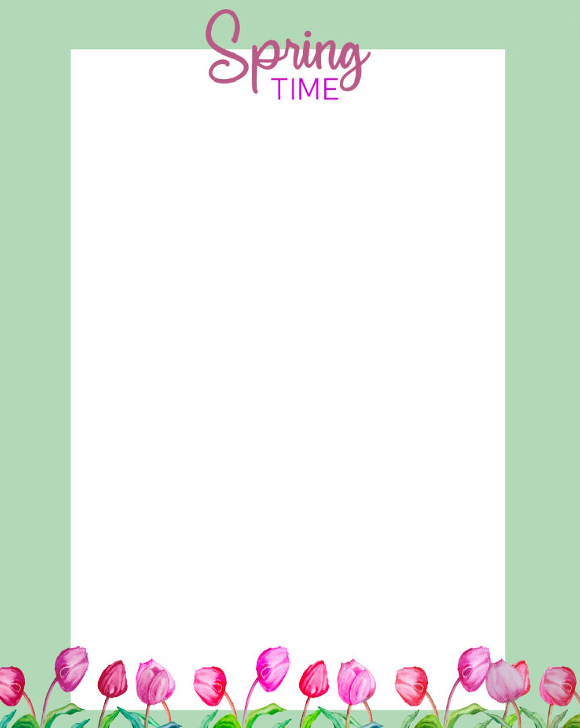 Spring Tulip Border, Printable Paper Pdf | PNG Instant Download, for ...