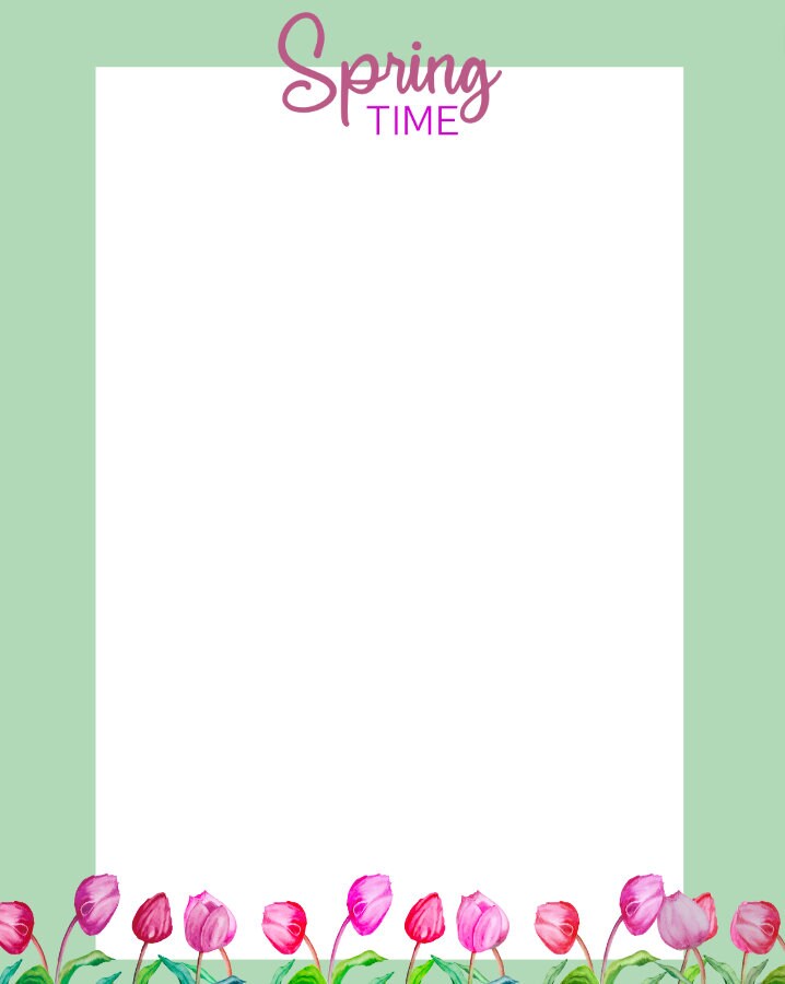 Spring Tulip Border, Printable Paper Pdf | PNG Instant Download, for ...