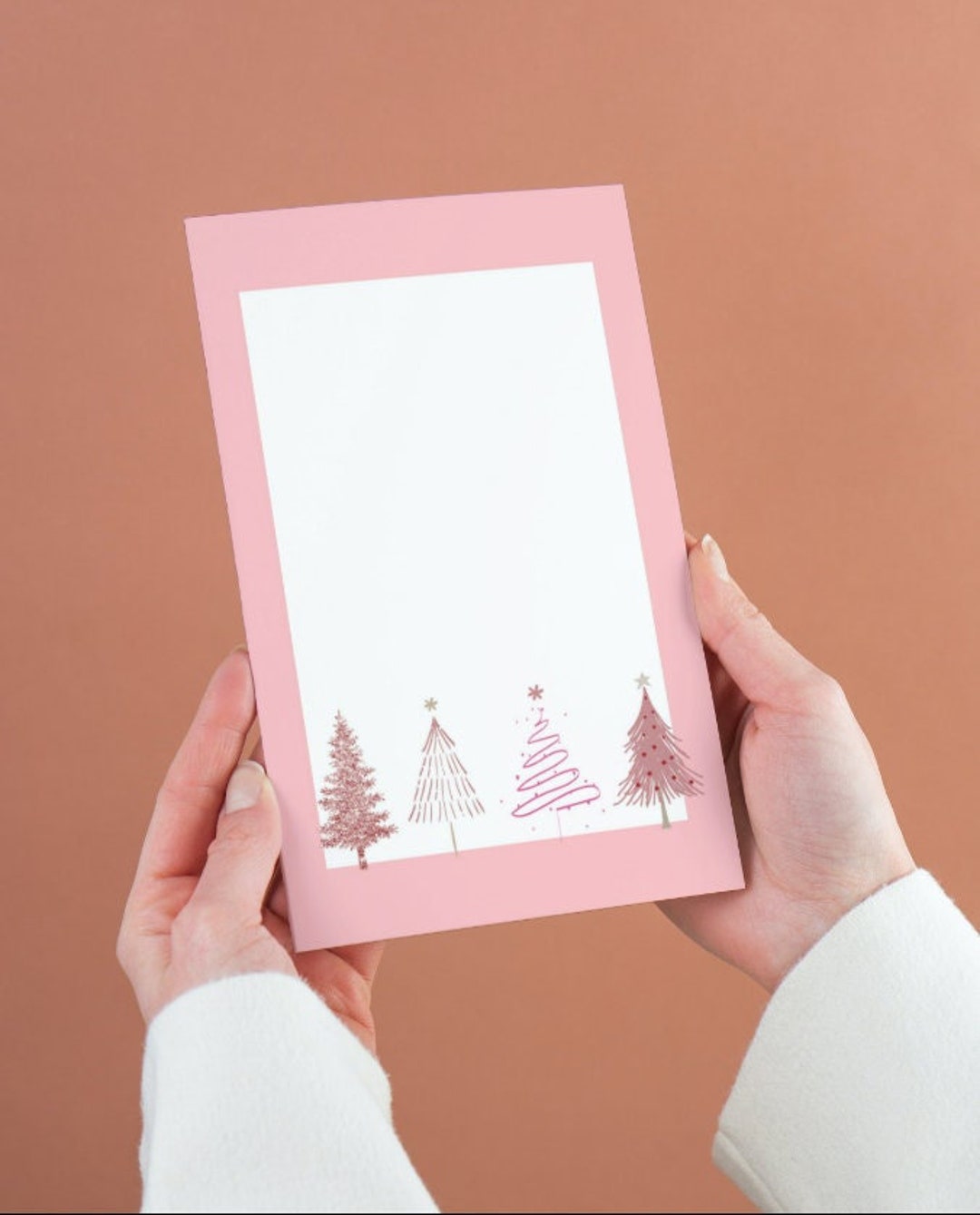 Pink Christmas Tree Border, Pdf PNG, Glam Christmas Frame Printable ...