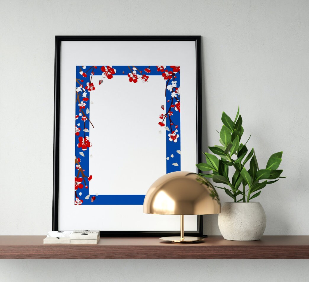 Red White Blue Flower Border Png and Pdf Printable Instant Download ...