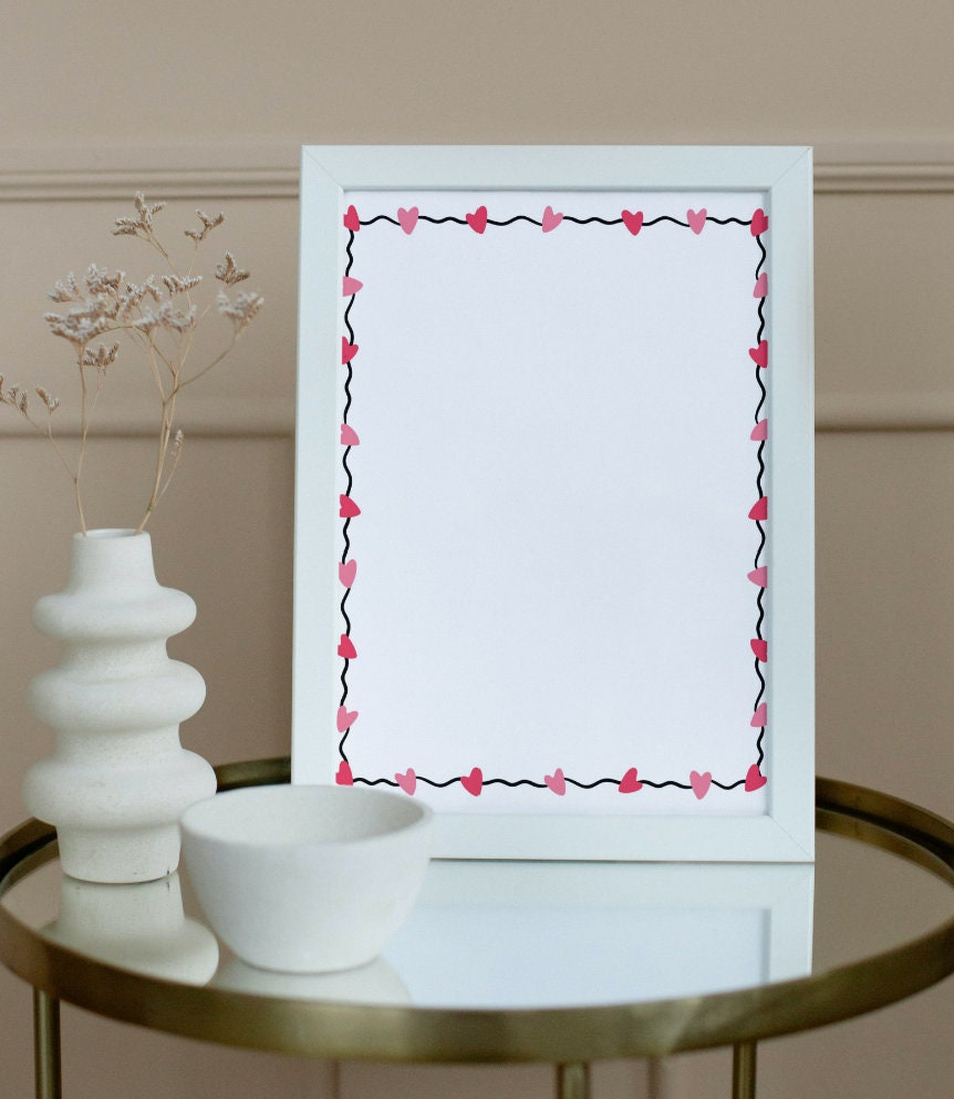 Sweet Heart Border Blank Printable Instant Download Valentines Day ...