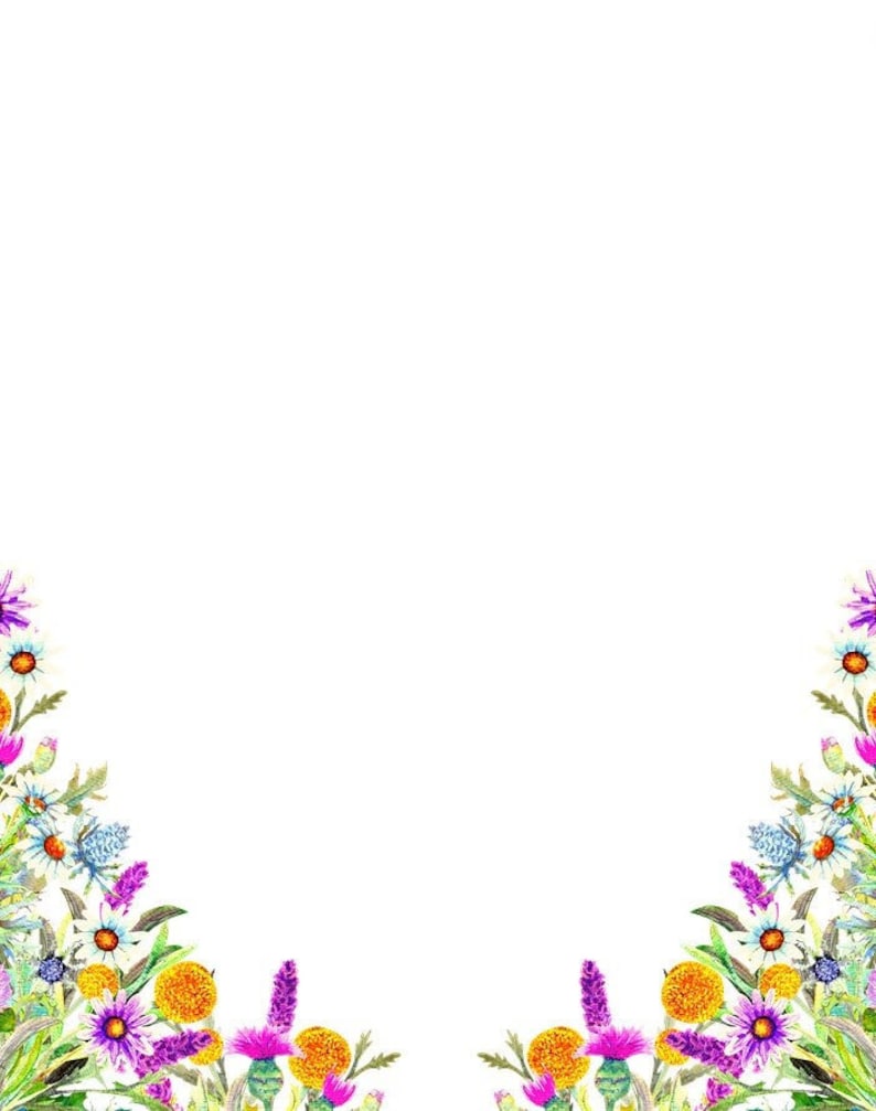 Wedding Border Printable Template, 4 Page Design, Bright Flower Prints ...