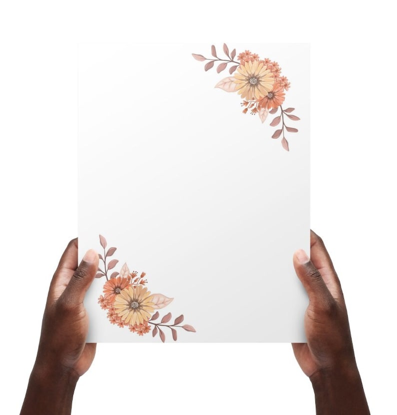 Fall Flower Border Pdf Png Us Letter and A4 Sizes Printable - Etsy