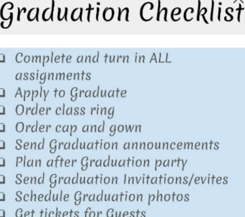 Graduation Checklist Digital Printable - Etsy