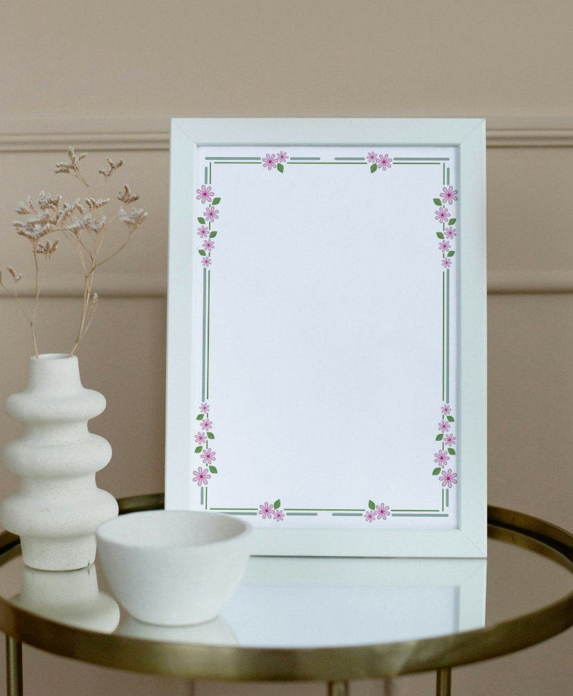 Daisy Flower Border: Printable Stationery Bundle (PNG, PDF) - Etsy
