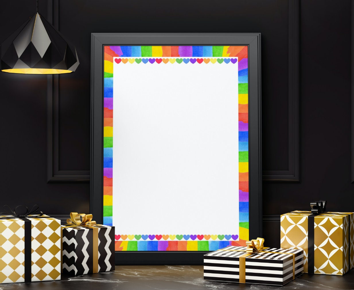 Rainbow Border Printable PNG Pdf US Letter and A4 Size Rainbow Clipart ...