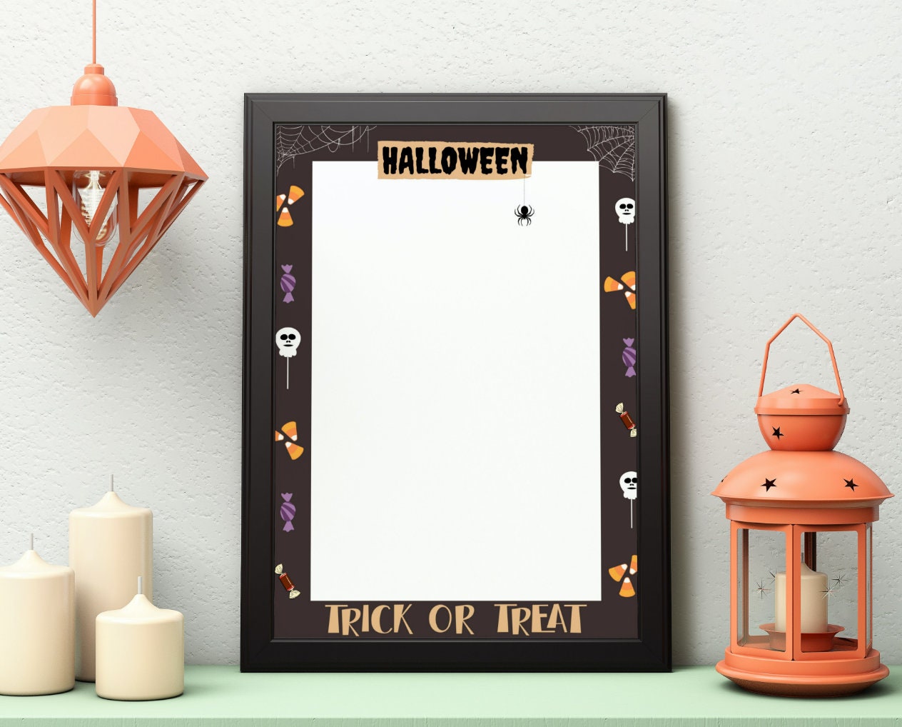 Halloween Candy Border: Printable Stationery Frame (PDF, PNG) - Etsy