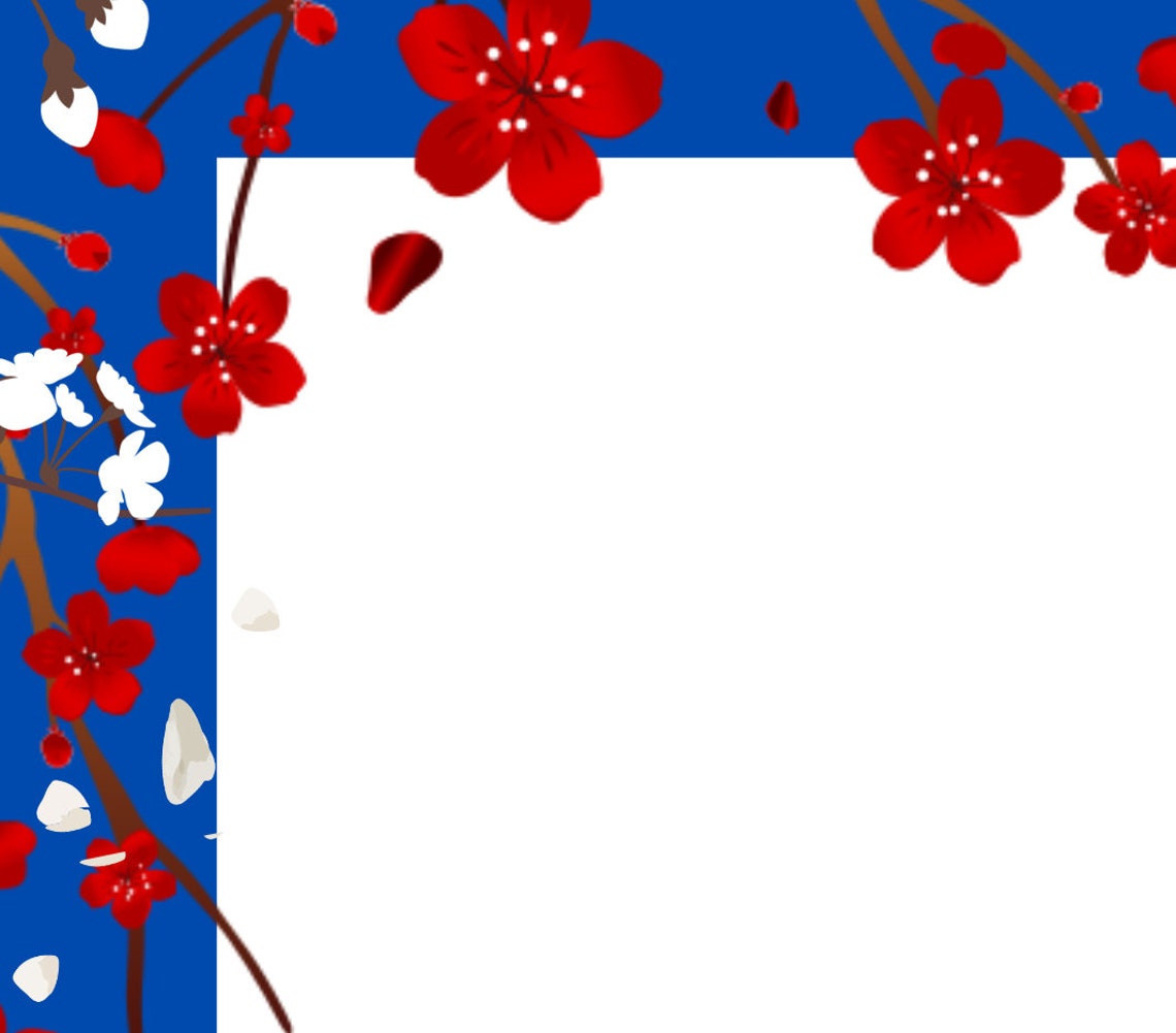 Red White Blue Flower Border Png and Pdf Printable Instant Download ...