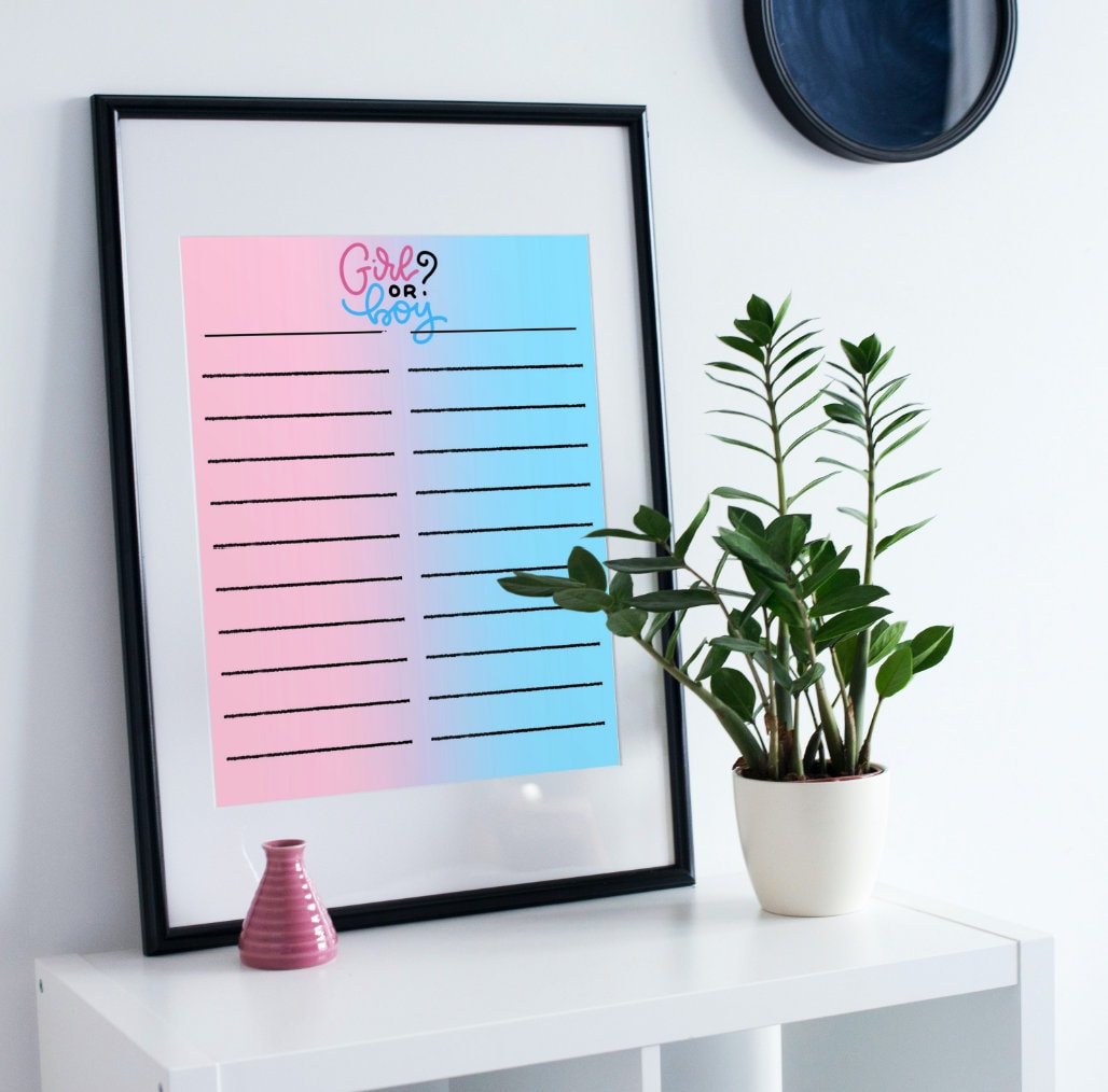 Gender Reveal Printable Png and Pdf Instant Download, Boy or Girl Game ...