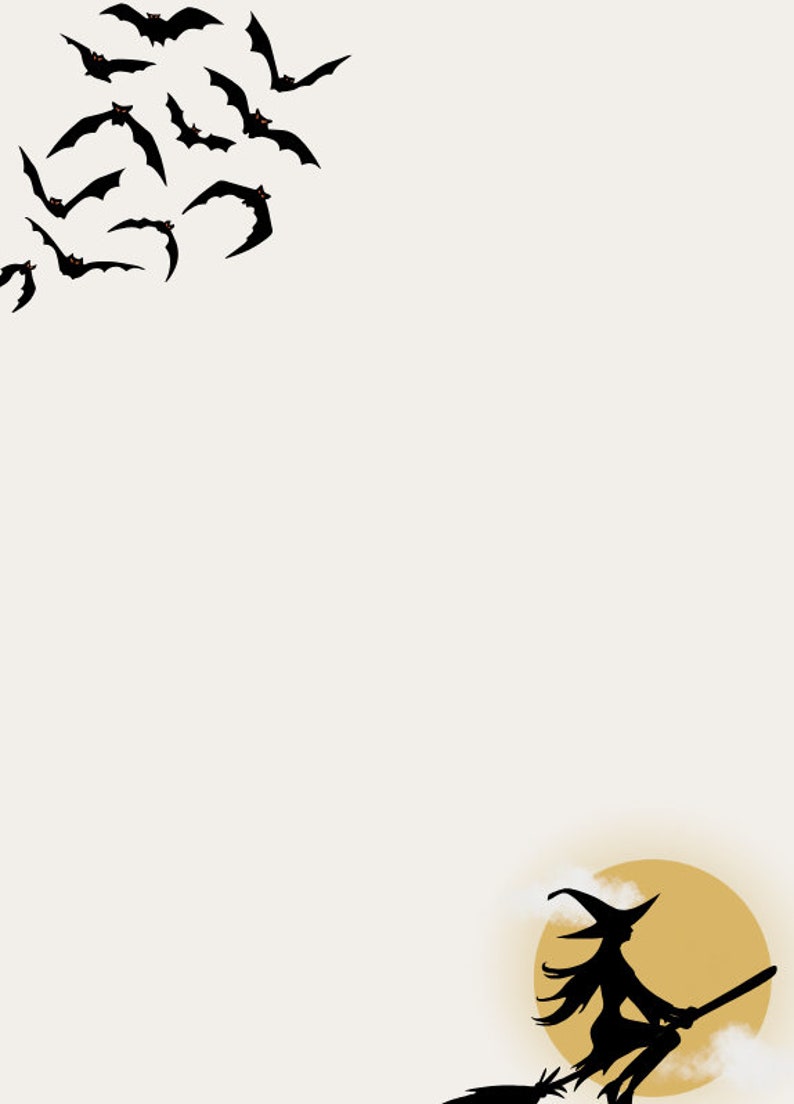 Witch and Bat Border Paper, Printable Pdf, PNG, A4 and US Letter Sizes ...