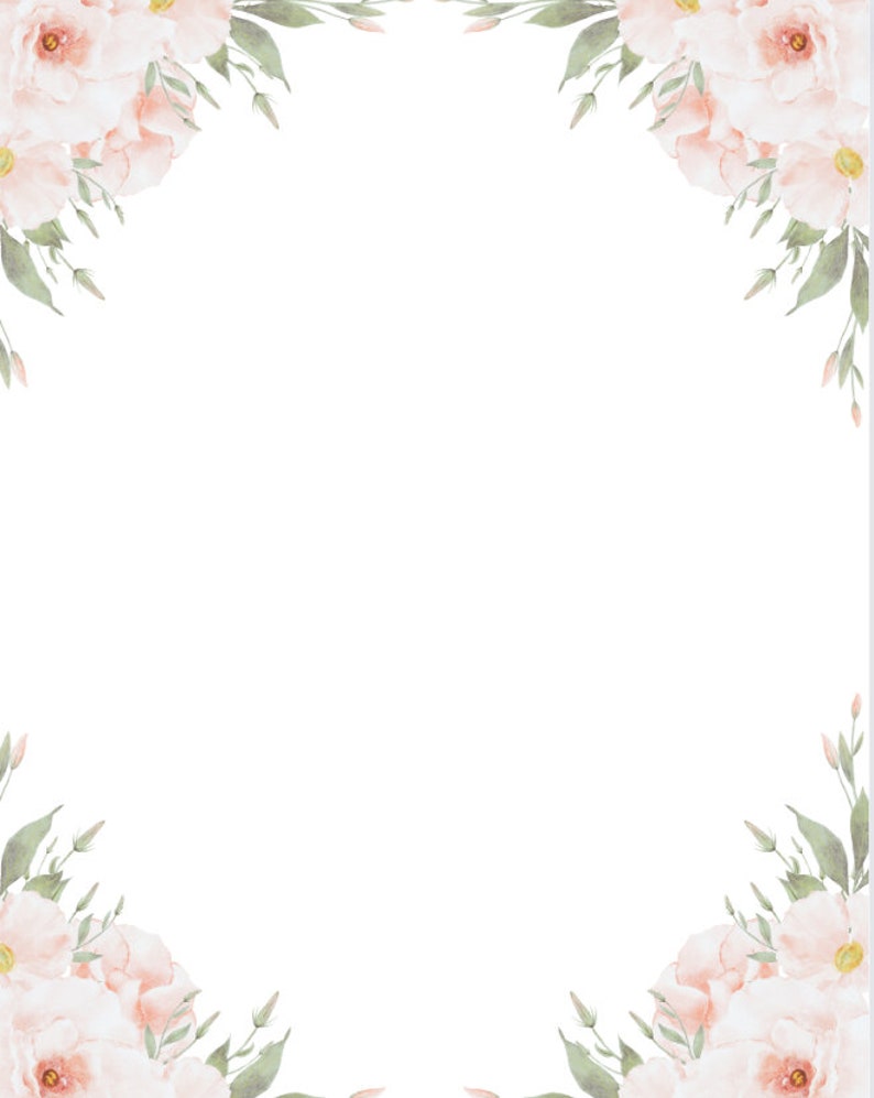 Floral Border Png, Pdf, US Letter and A4 Printable, Instant Download ...