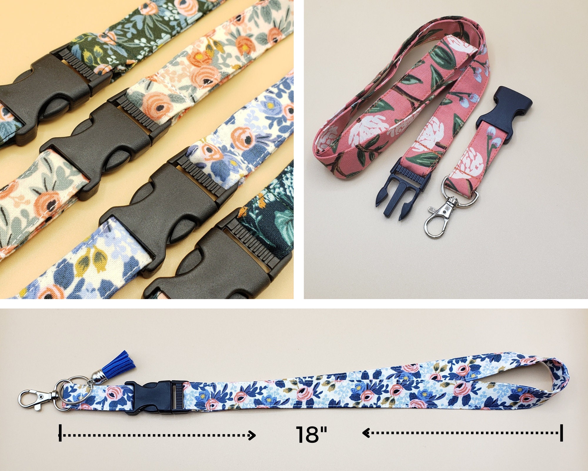 Floral Lanyard(buckle), Rifle Paper Co Lanyards, Lanyard With Release ...
