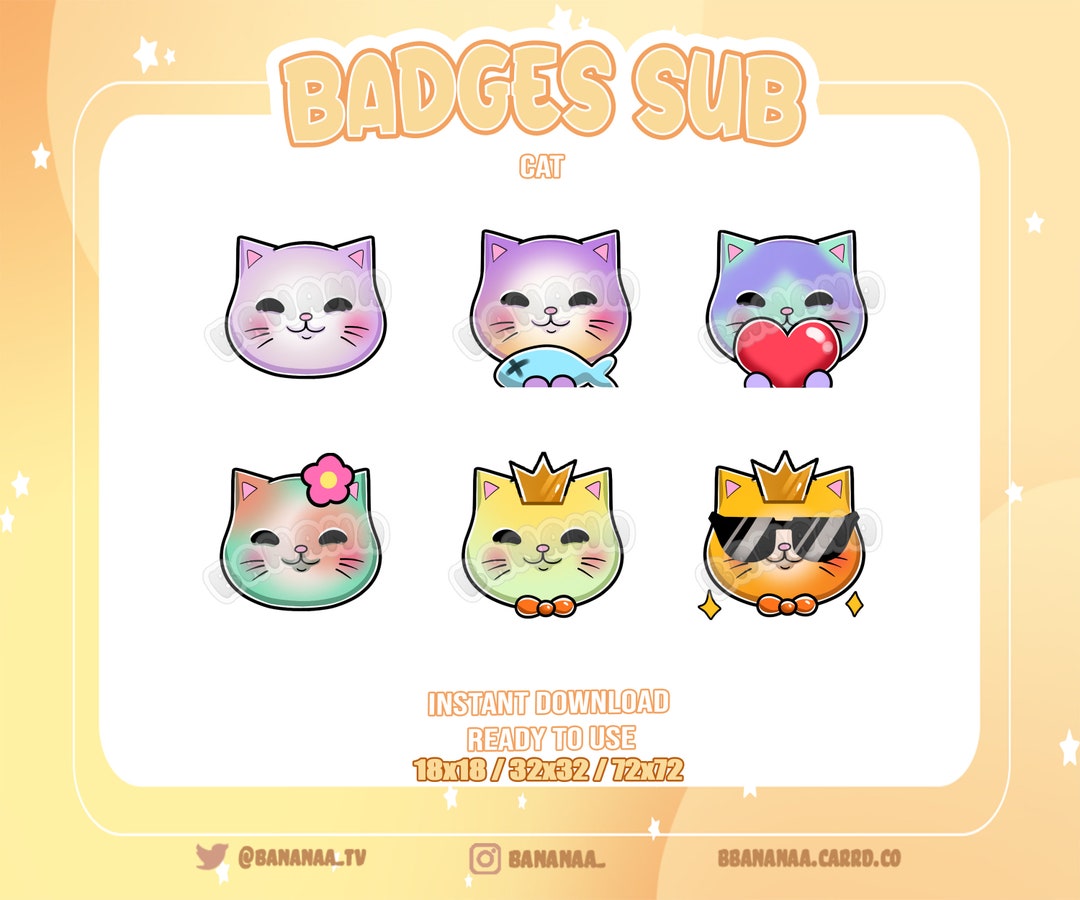 6 Badges Cute Cats - Color and Shape Evolution - 3 Sizes - Sub/bits - Etsy