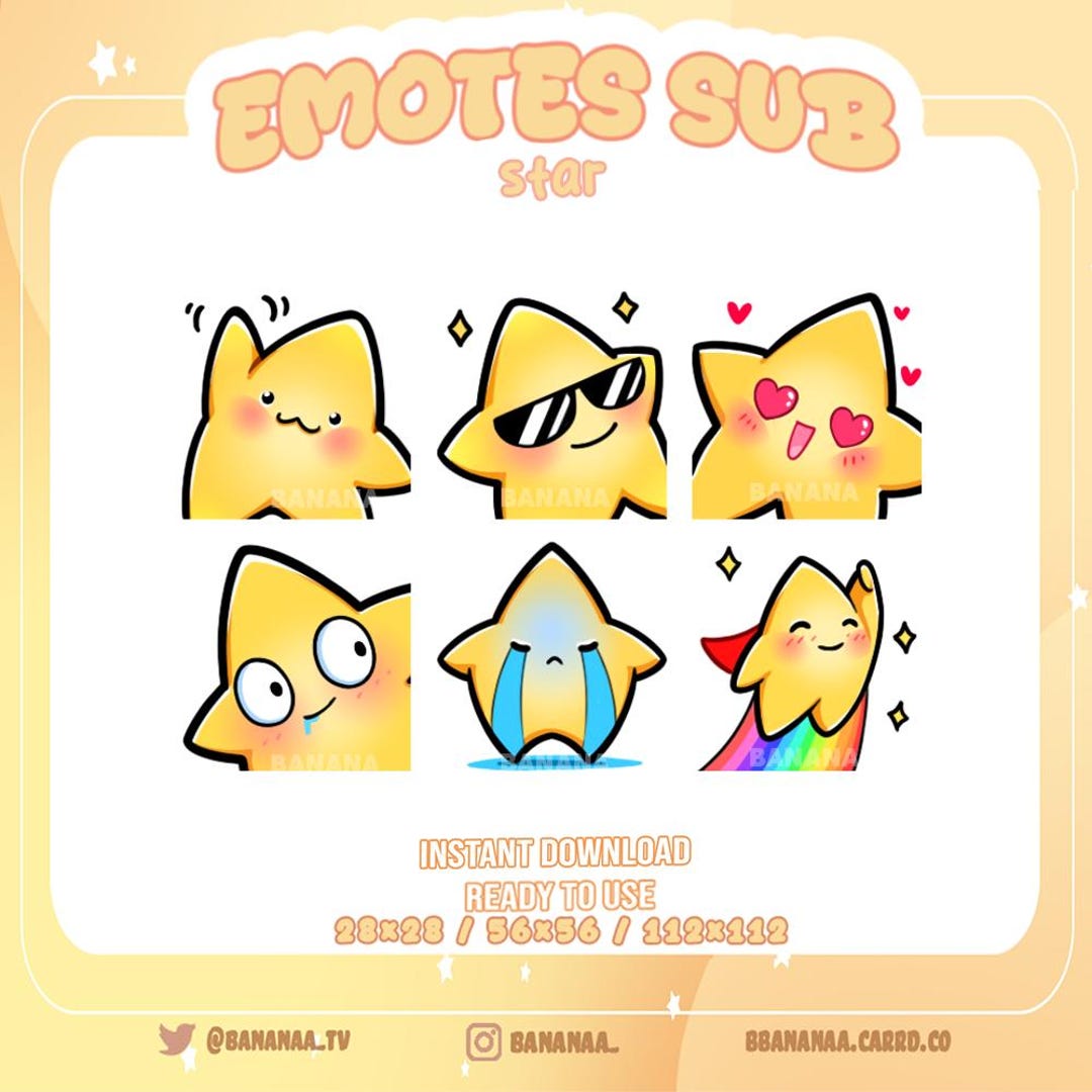 Star Emotes - 3 Sizes - P2U - 6 Expressions - Stream Sub/live Sub - Etsy