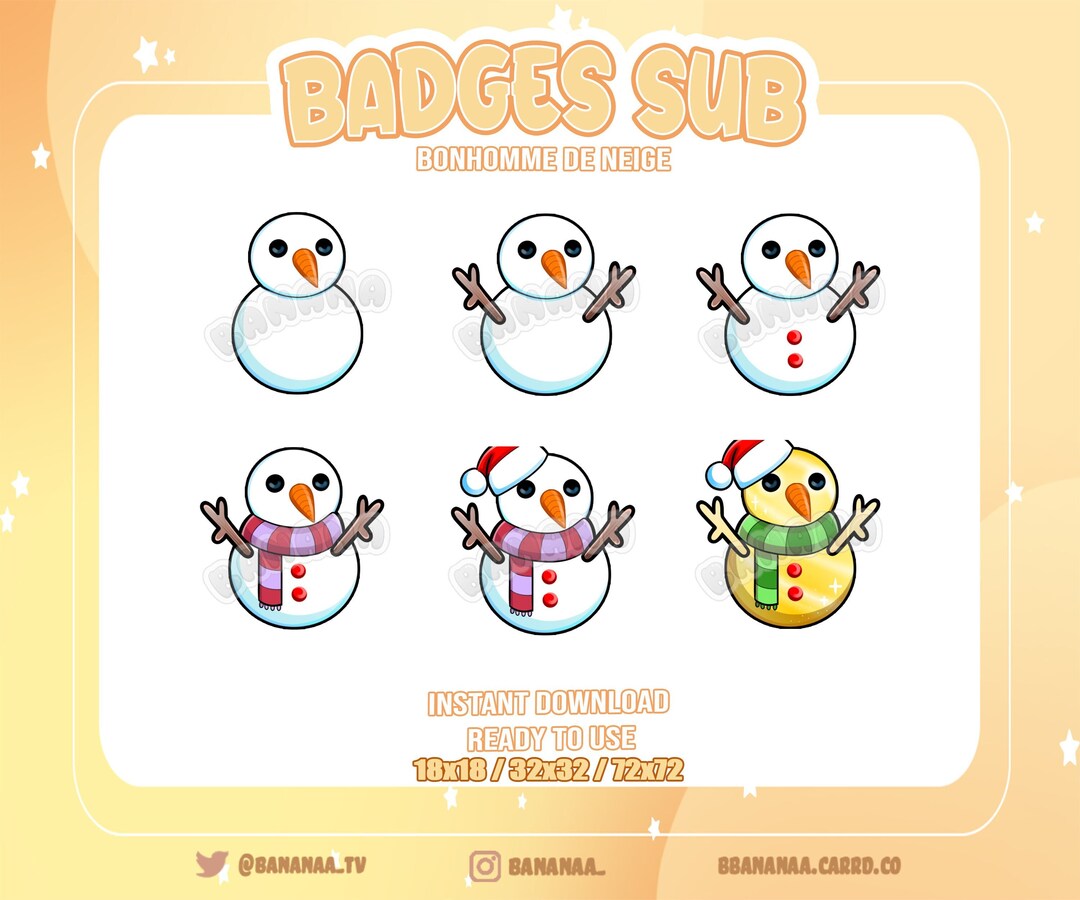 6 BADGES SUB SNOWMAN Scalable 3 Sizes - Etsy