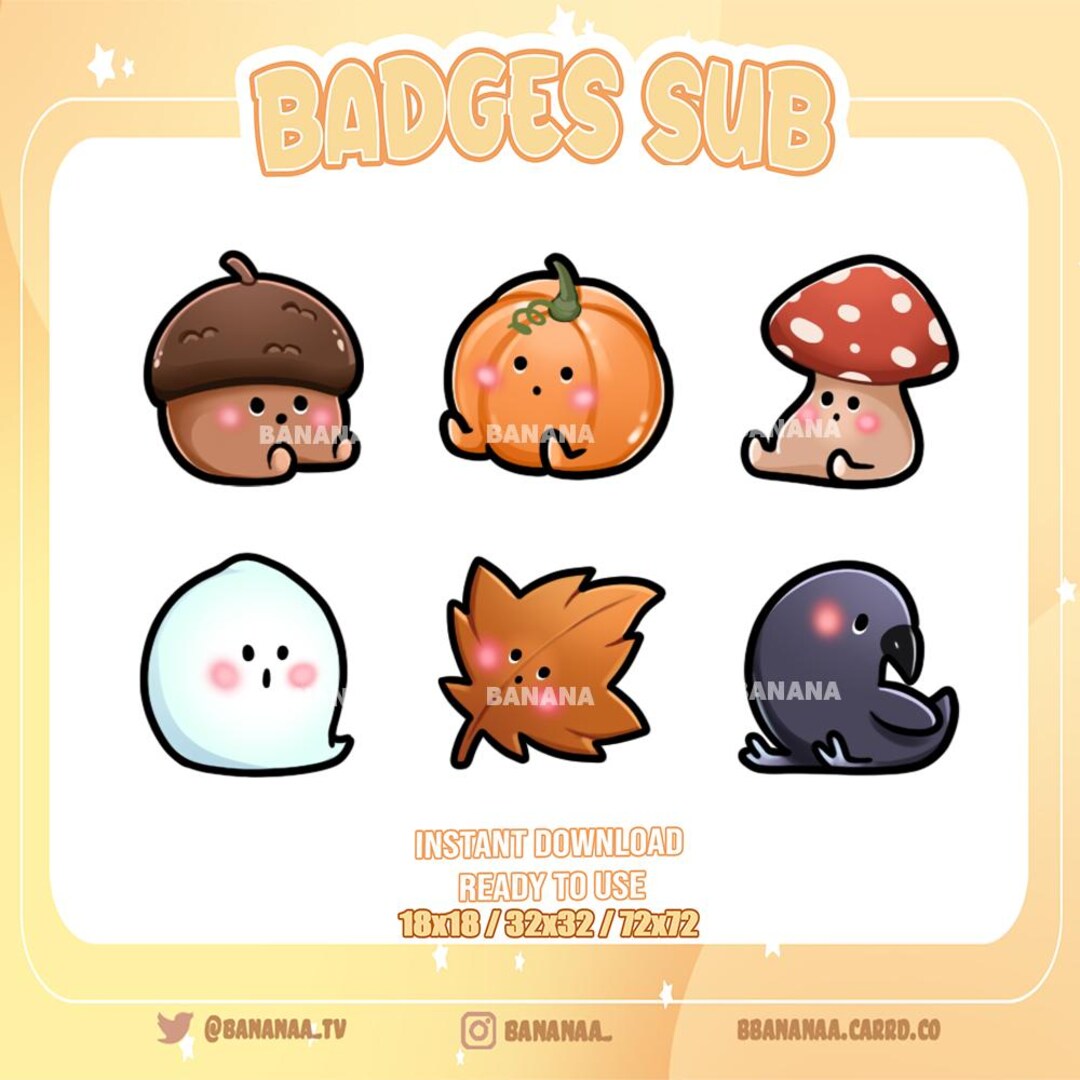 6 Badges Subscribers Twitch or Others - P2U - 3 Sizes - Autumn Autumn ...