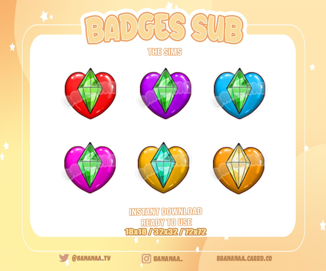 6 the Sims Badges Color Evolution 3 Sizes Twitch Sub - Etsy