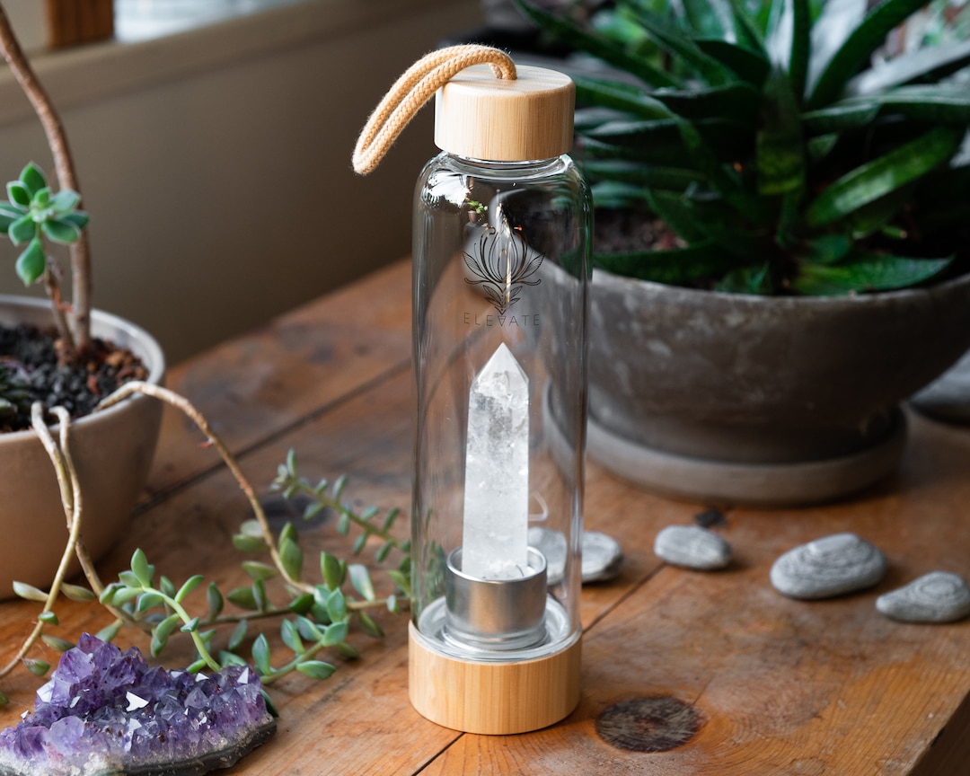 Bamboo Crystal Water Bottle, Crystal Infused Water Bottle, Reusable ...