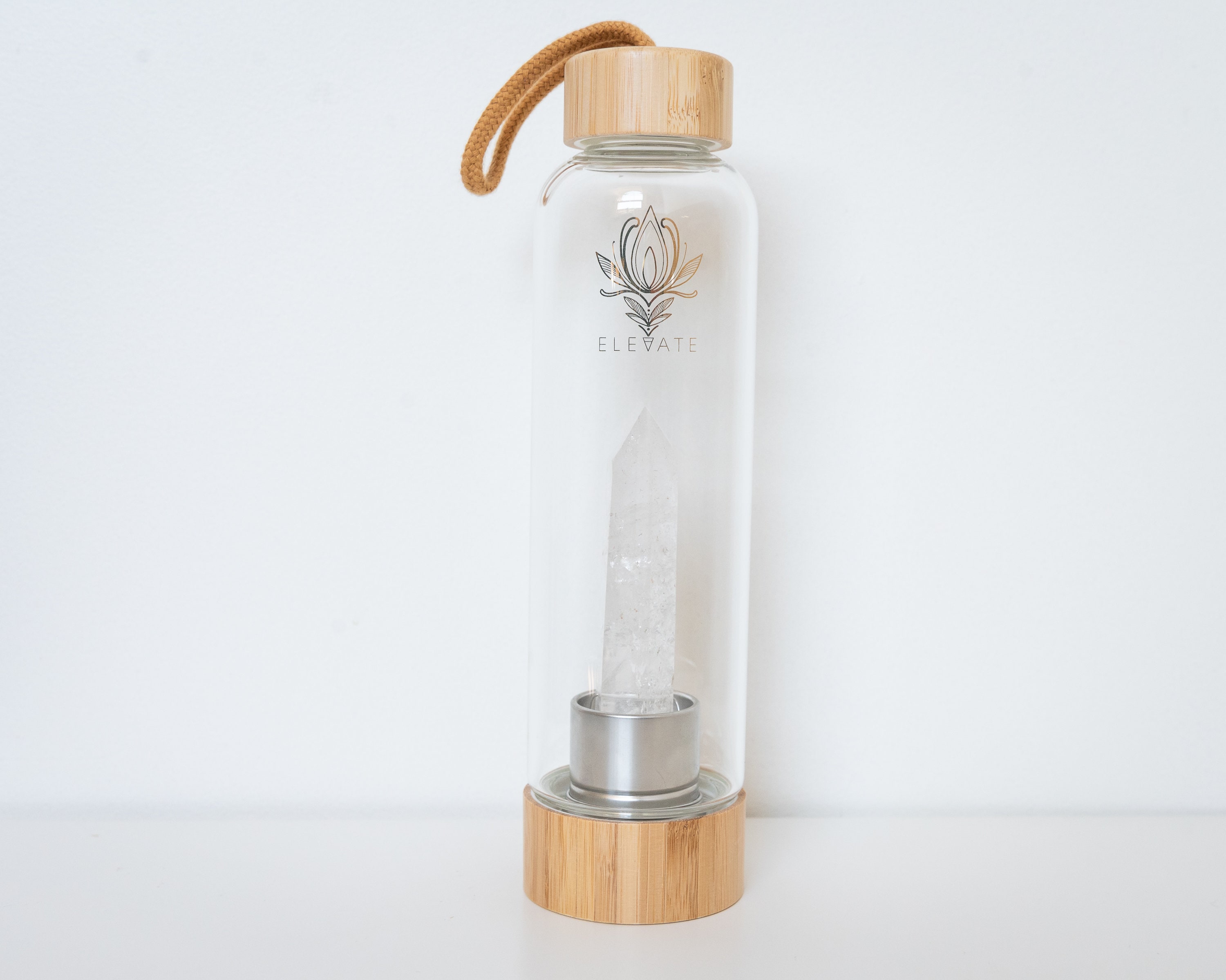 Bamboo Crystal Water Bottle, Crystal Infused Water Bottle, Reusable ...