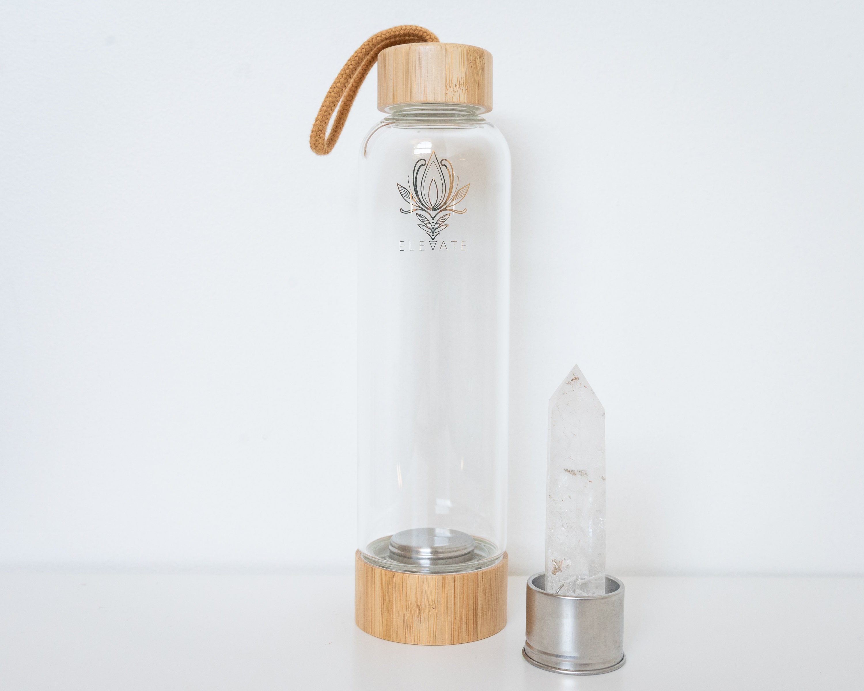 Bamboo Crystal Water Bottle, Crystal Infused Water Bottle, Reusable ...