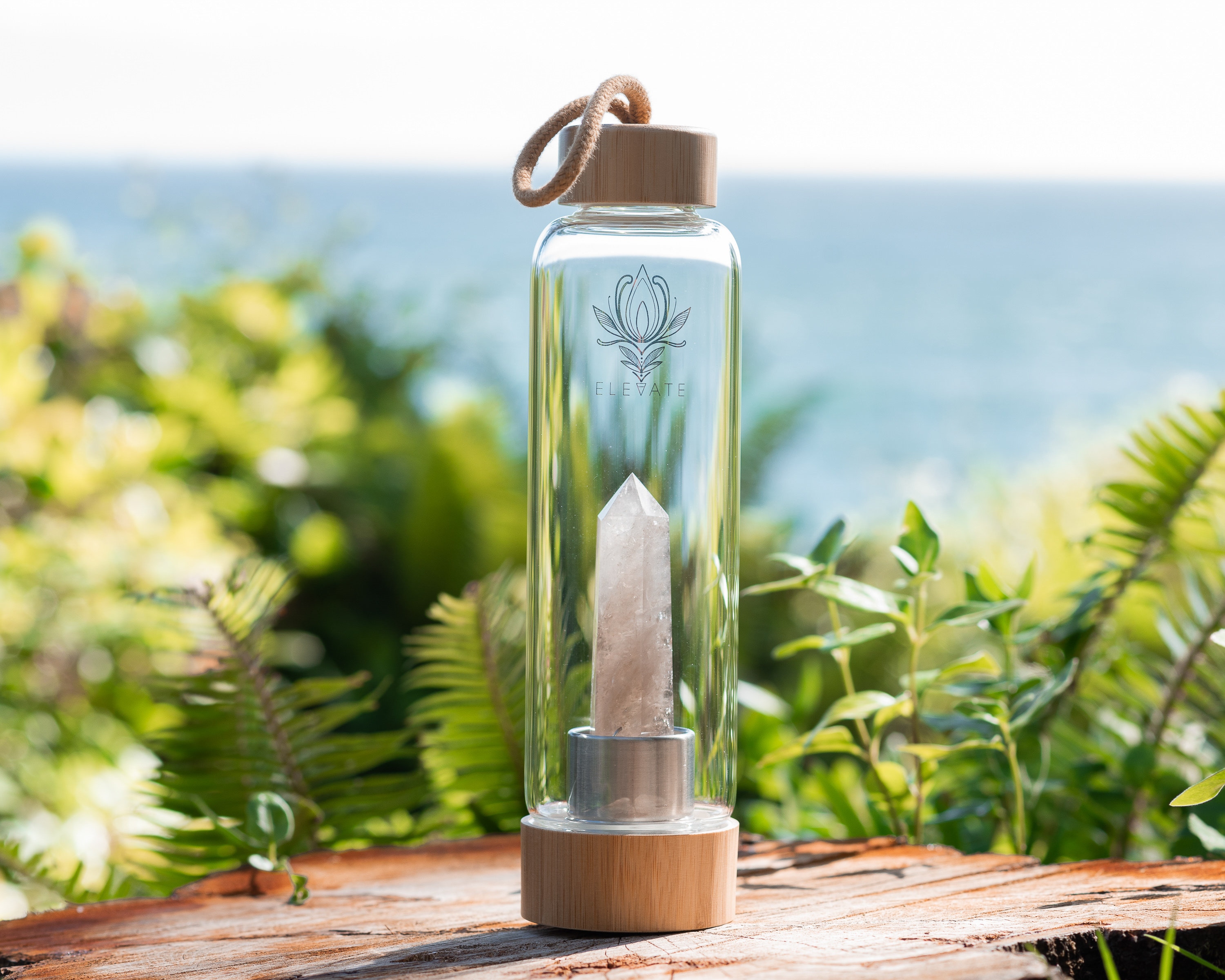 Bamboo Crystal Water Bottle, Crystal Infused Water Bottle, Reusable ...