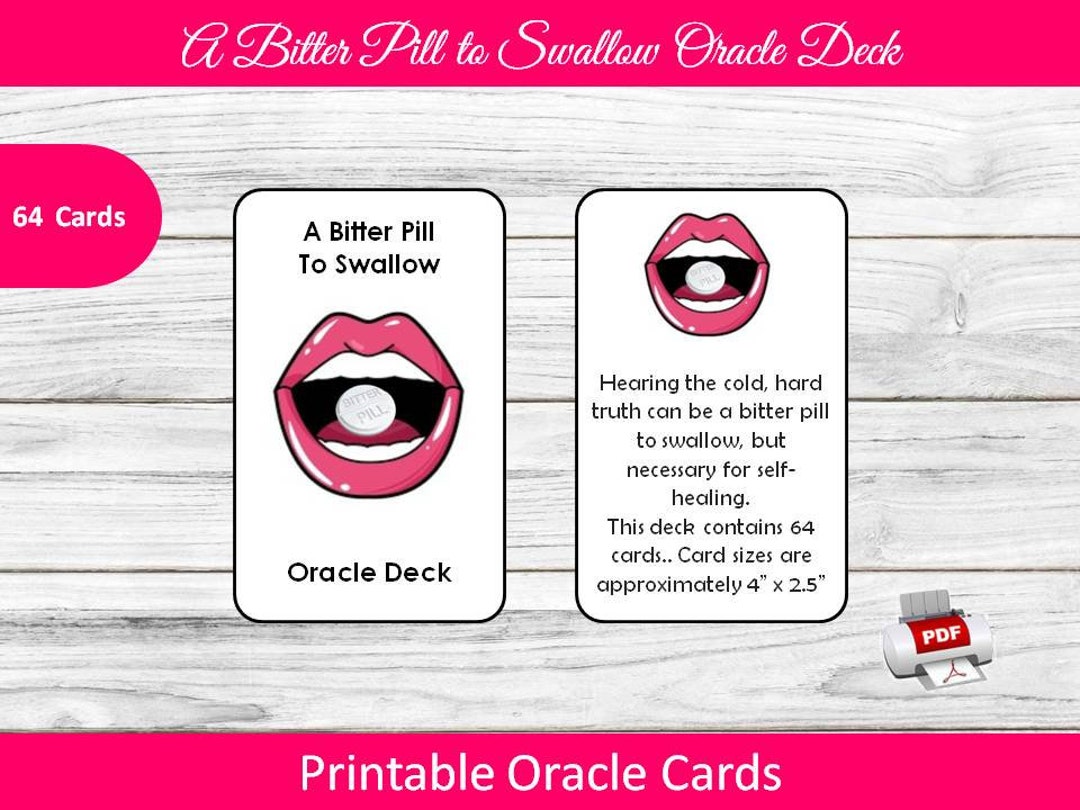 A Bitter Pill to Swallow Oracle Deck 64 Printable Cards for Harsh ...