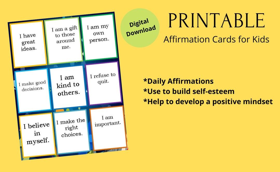 Positive Affirmation Cards for Kids Encourage Inspire Your - Etsy