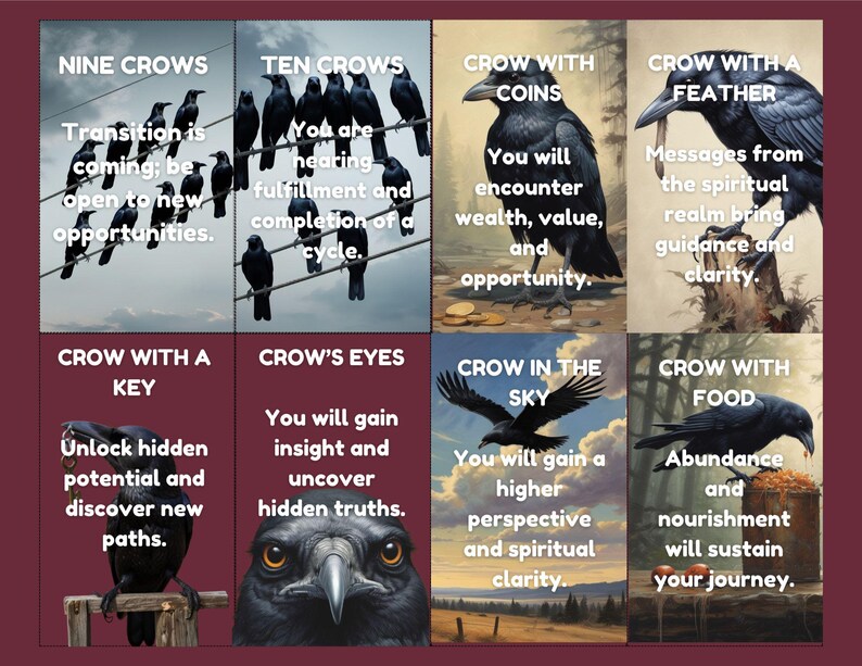 Printable Crow Wisdom Oracle Deck: Mystical Meanings in Numbers - Etsy