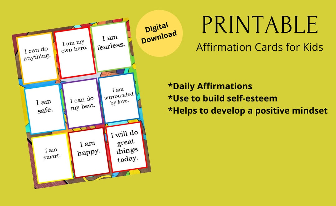 Positive Affirmation Cards for Kids, Encourage, Inspire Your Kid Daily ...