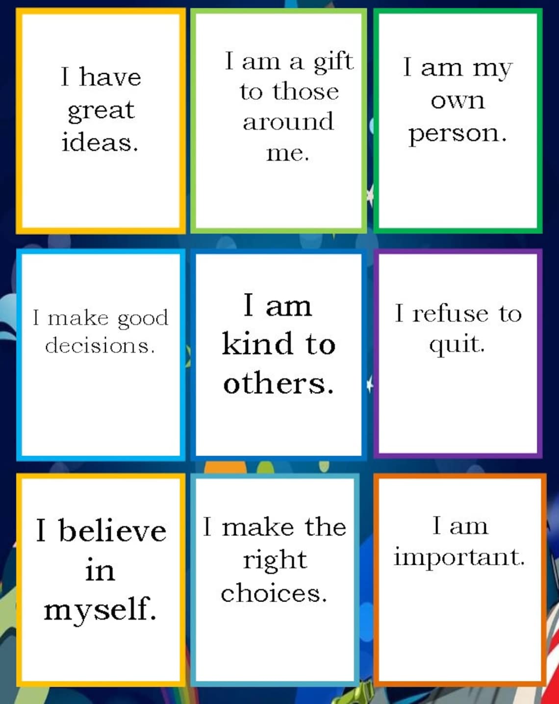 Positive Affirmation Cards for Kids Encourage Inspire Your | Etsy