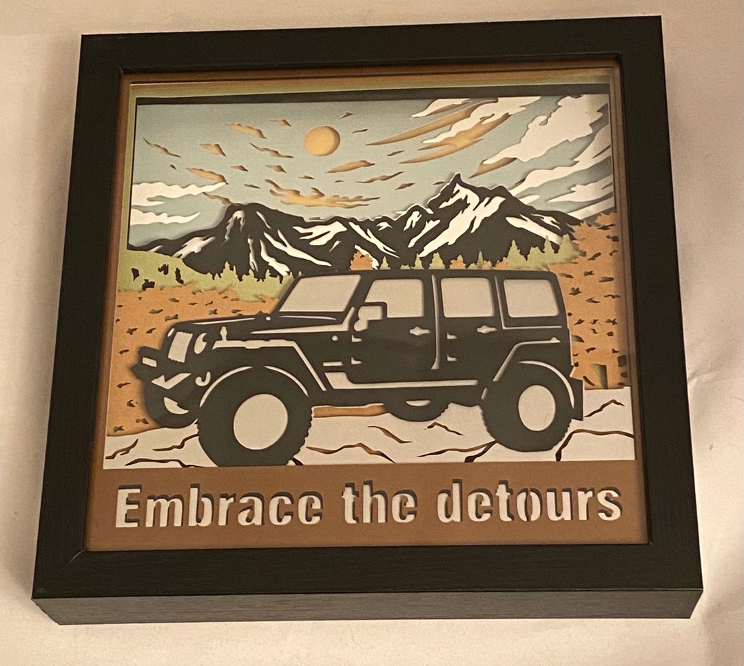 Embrace the Detours Jeep Lighted Shadow Box - Etsy