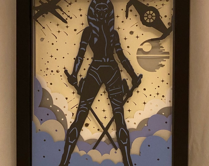 Star Wars Ahsoka Tano Inspired 3D Lighted Shadow Box - Etsy