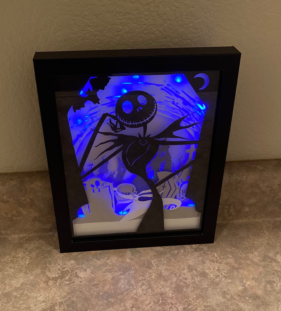 Nightmare Before Xmas Jack Skellington Inspired 3D Lighted Shadow Box ...