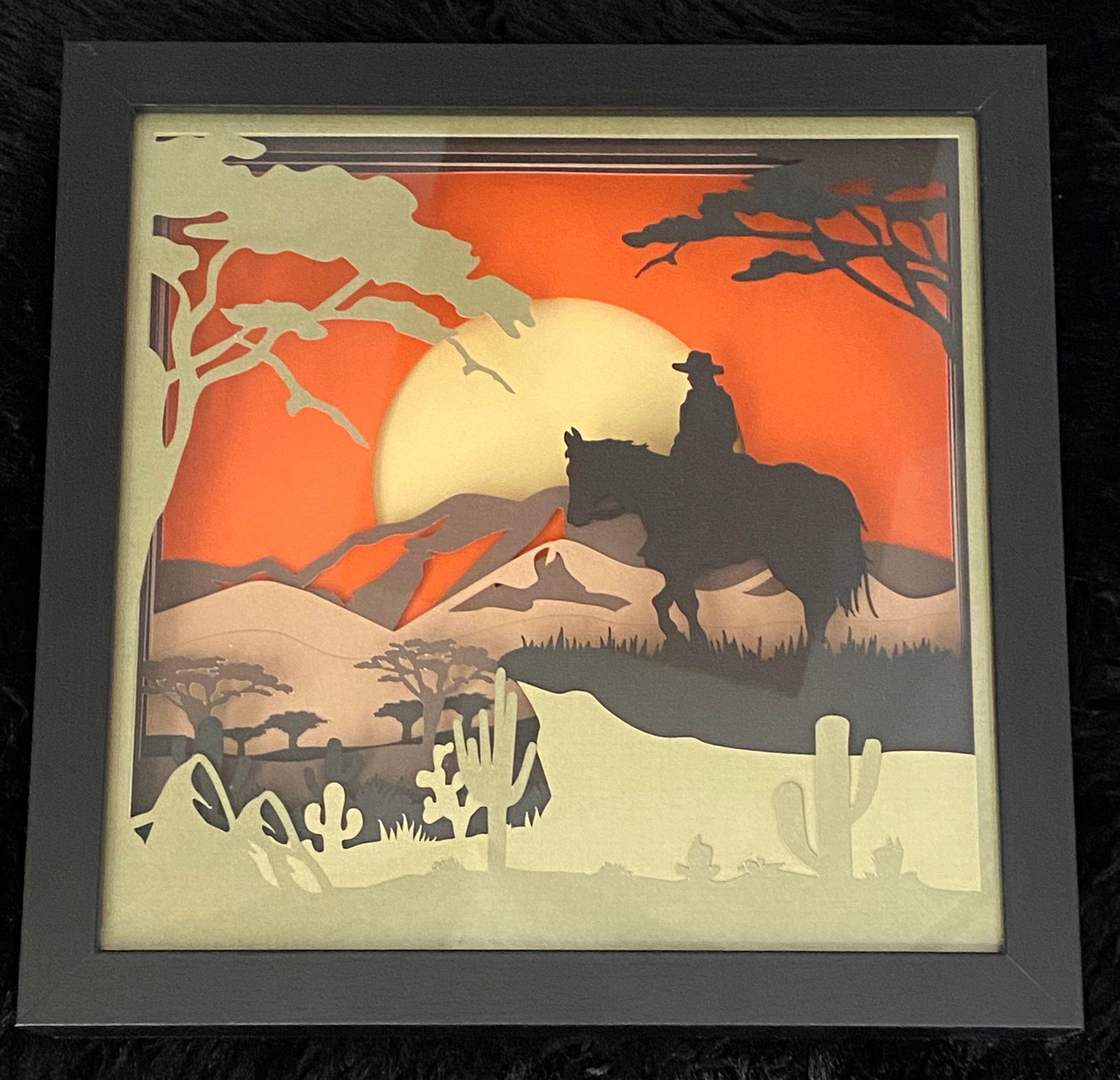 Cowboy 2 Lighted 3D Shadow Box - Etsy