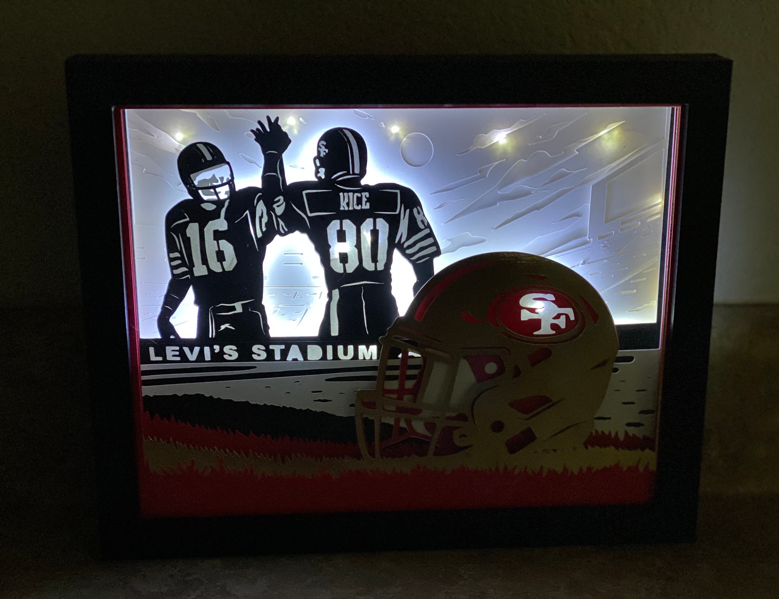 San Francisco 49ers Inspired Lighted Shadow Box With Montana | Etsy