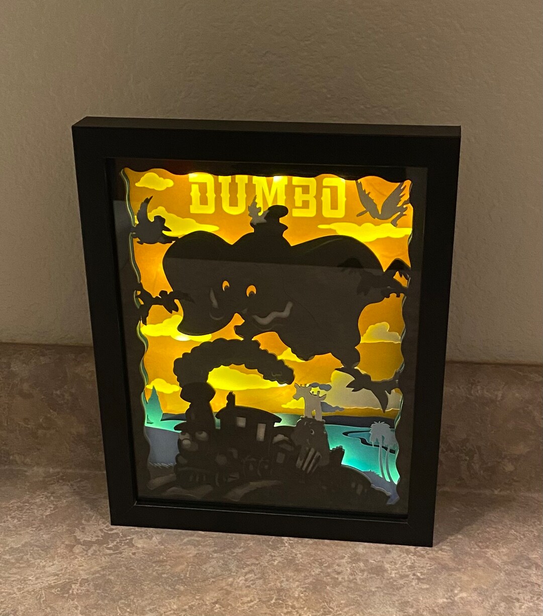 Dumbo Inspired 3D Lighted Shadow Box - Etsy