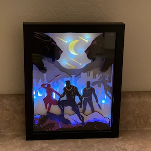 Black Panther 3D Inspired Lighted Shadow Box - Etsy