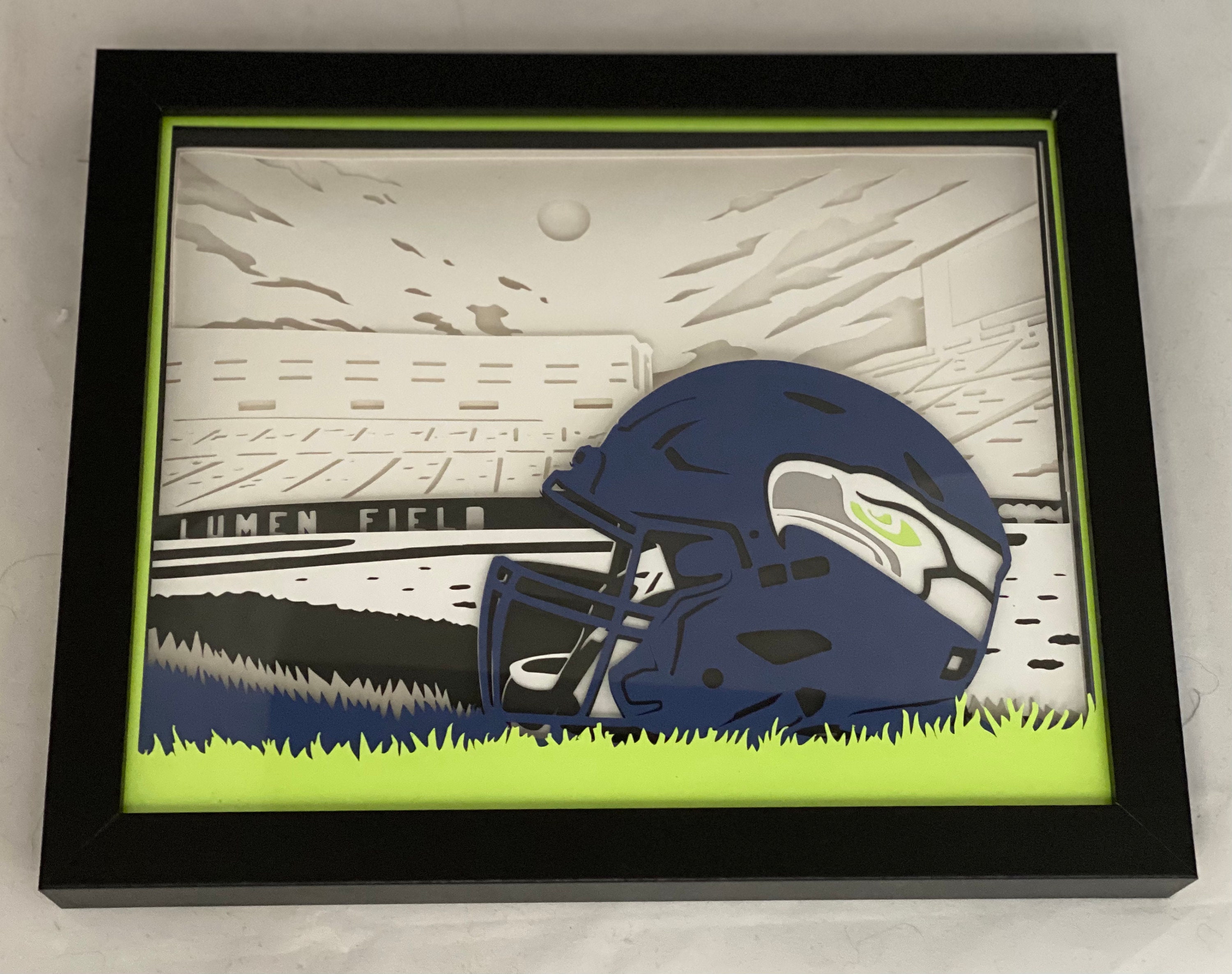 Seattle Seahawks inspired lighted shadow box | Etsy