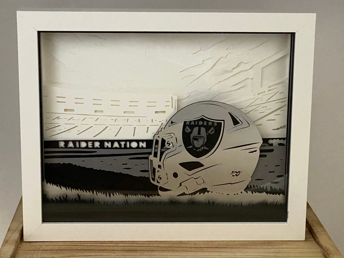 Raiders Helmet Inspired Lighted Shadow Box - Etsy