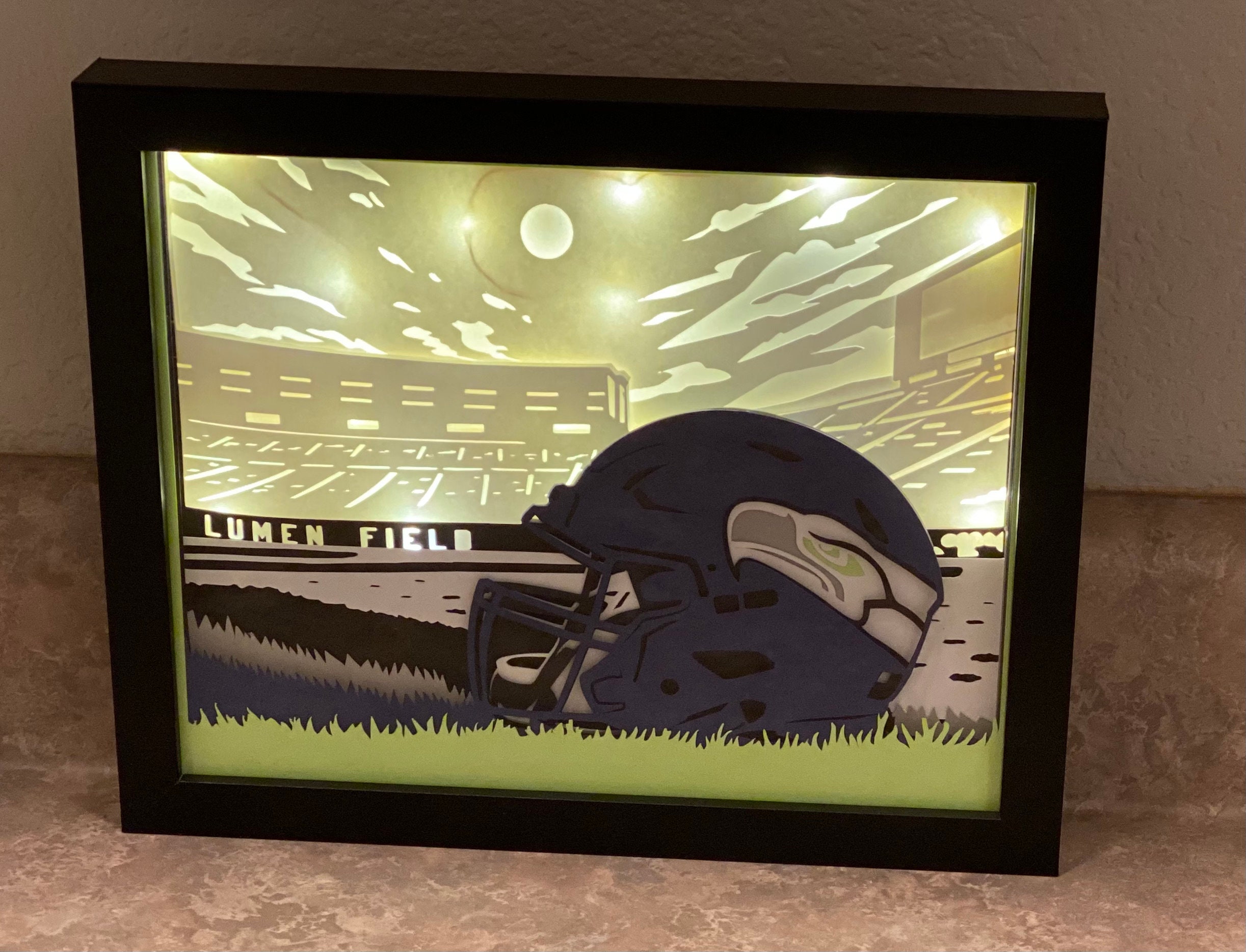 Seattle Seahawks Inspired Lighted Shadow Box - Etsy