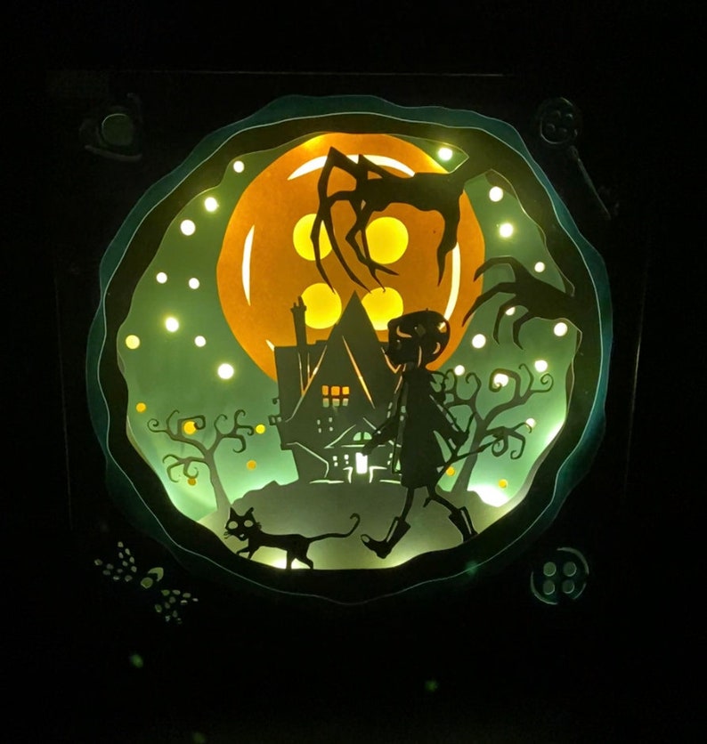 Coraline Halloween Inspired 3D Lighted Shadow Box - Etsy