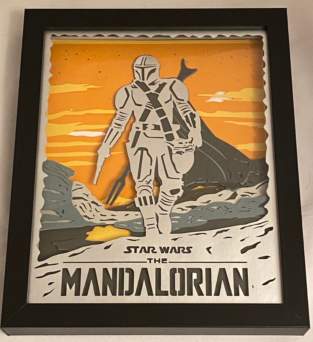 Mandalorian Inspired Lighted Shadow Box - Etsy