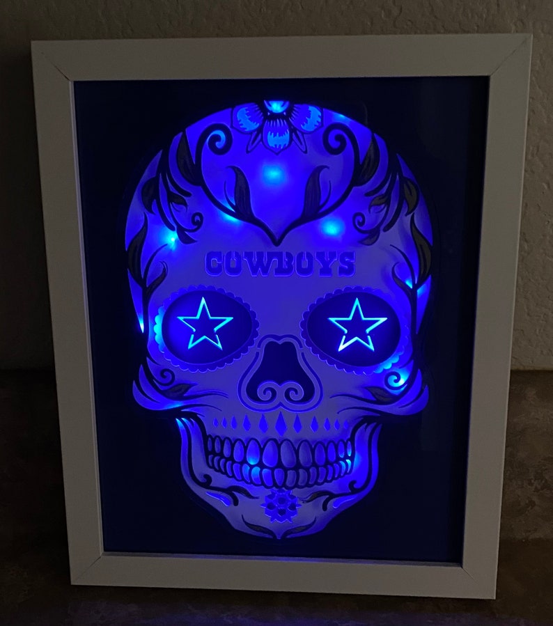 Cowboys Skull Inspired Lighted 3D Shadow Box - Etsy